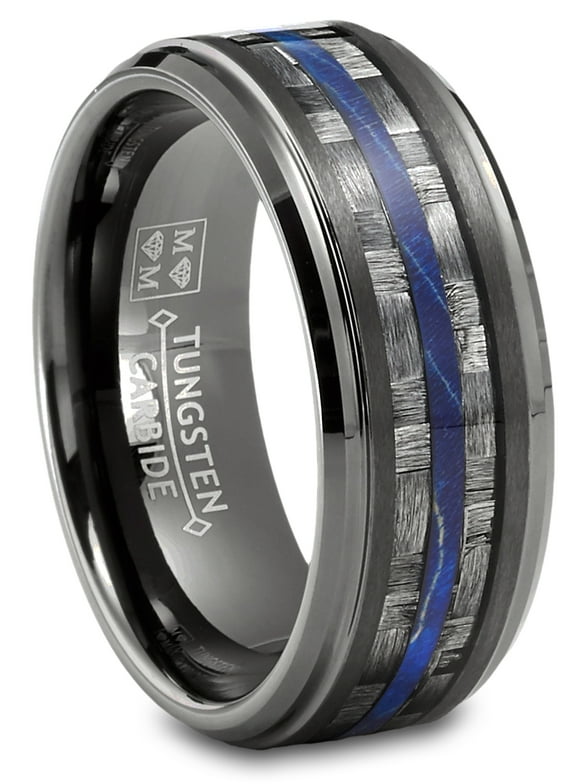 Blue Tungsten Carbide Rings