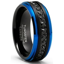 Metal Masters 1.35 Carat Tungsten Black Wedding Band Eternity Ring Cubic Zirconia Comfort-Fit ...