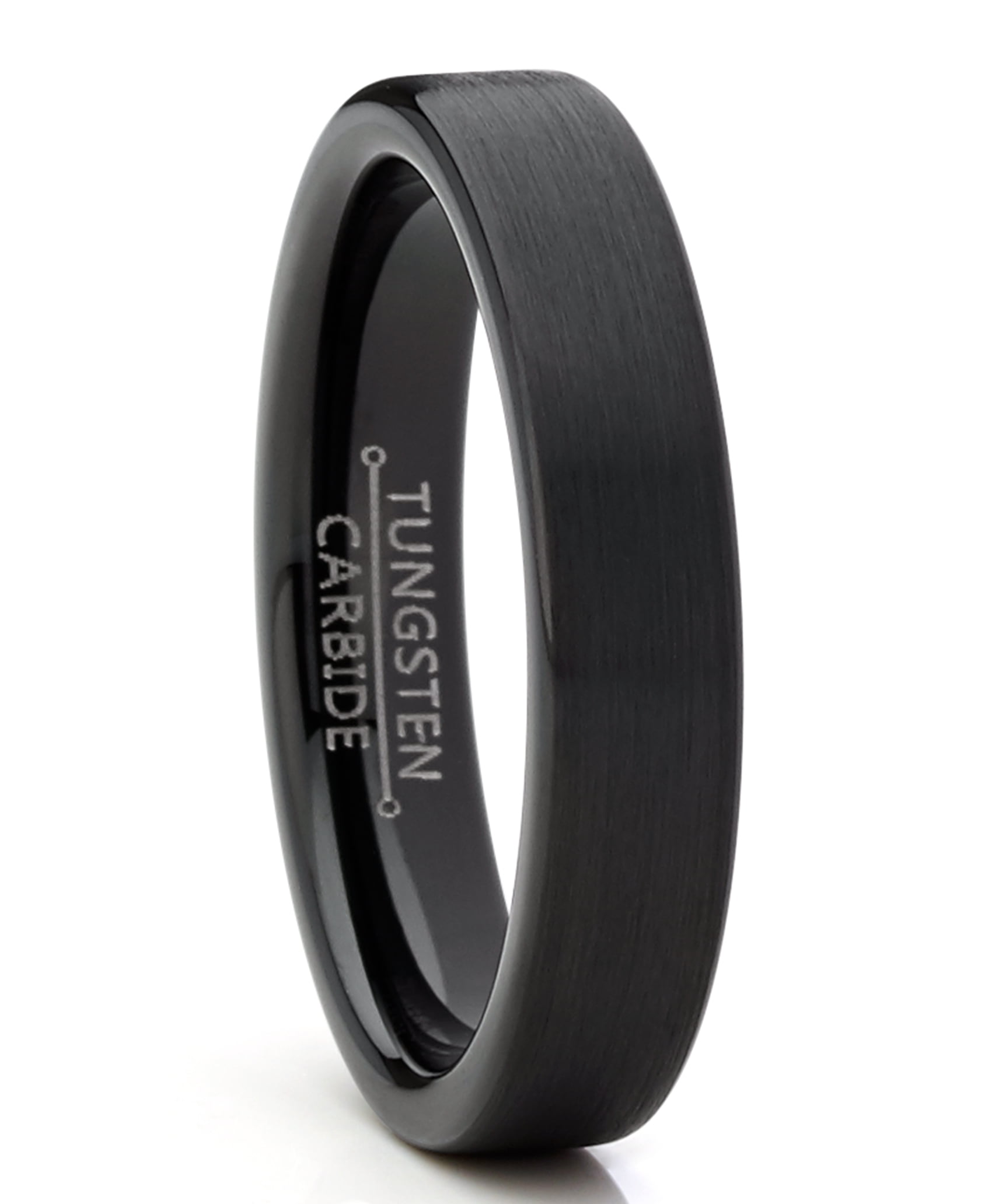 Metal Masters Men Women Basic Black Tungsten Wedding Ring 4mm Matte ...