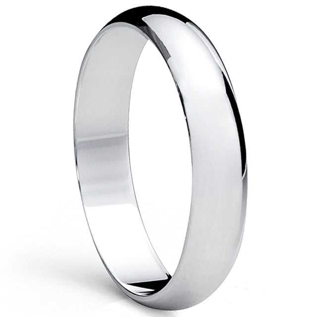Metal Masters Mens 4mm Dome High-Polish Sterling Silver Plain Wedding ...