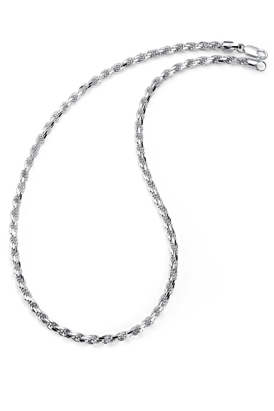 Men's Real 5.5MM Diamond-Cut Italian Rope Chain Sterling Silver 925 ...