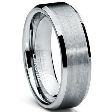 Metal Masters Mens Tungsten Wedding Band Black Ring Silver Two-Tone Grooved Center 6mm - Walmart.com