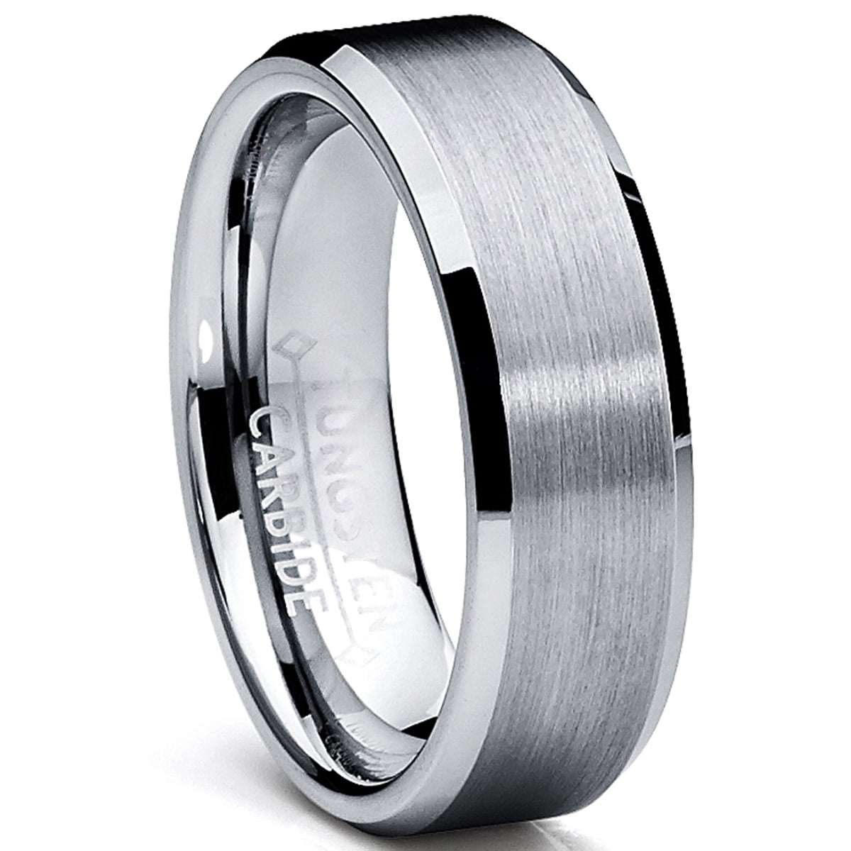 Metal Masters Mens 6mm High-Polish Matte Finish Tungsten Ring Bands ...