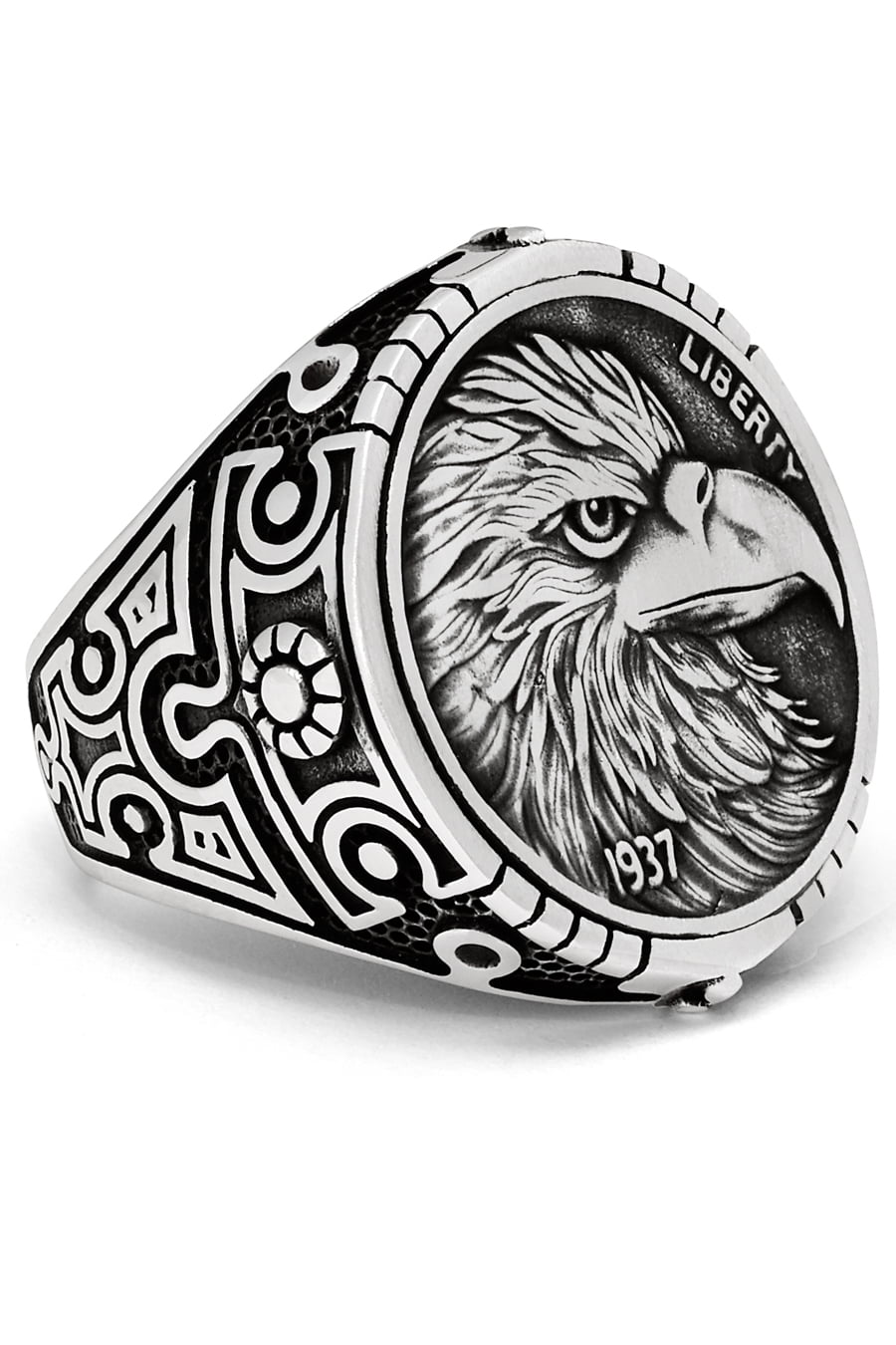 Metal Masters Mens American Eagle Coined Signet Ring 1937 Liberty ...
