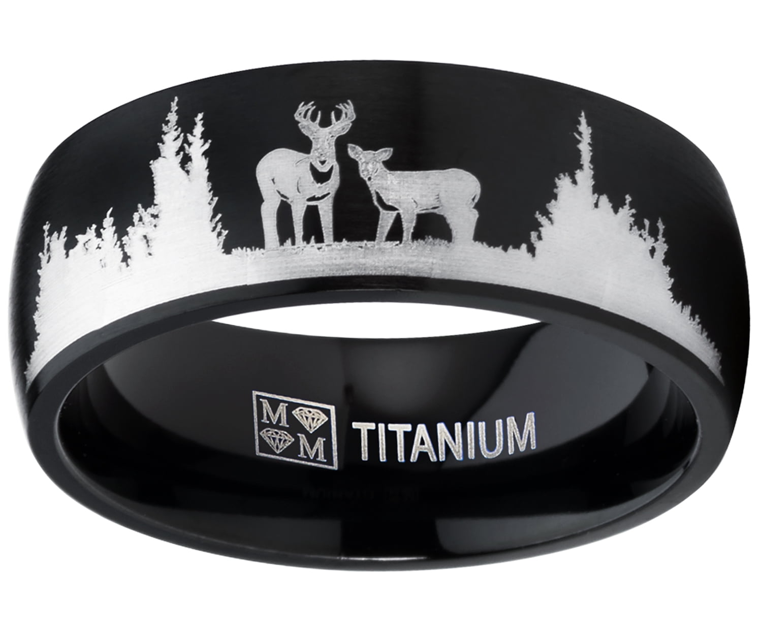 Metal Masters Mens Black Outdoor Hunting Titanium Ring Wedding Band ...