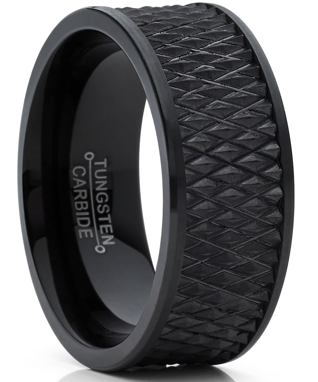 Metal Masters Mens Black Tungsten Carbide Wedding Band Engagement Ring ...