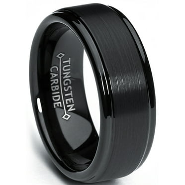 Metal Masters Men's Tungsten Carbide Black Wedding Band, High-Polish Comfort-fit 8MM Jewelry ...