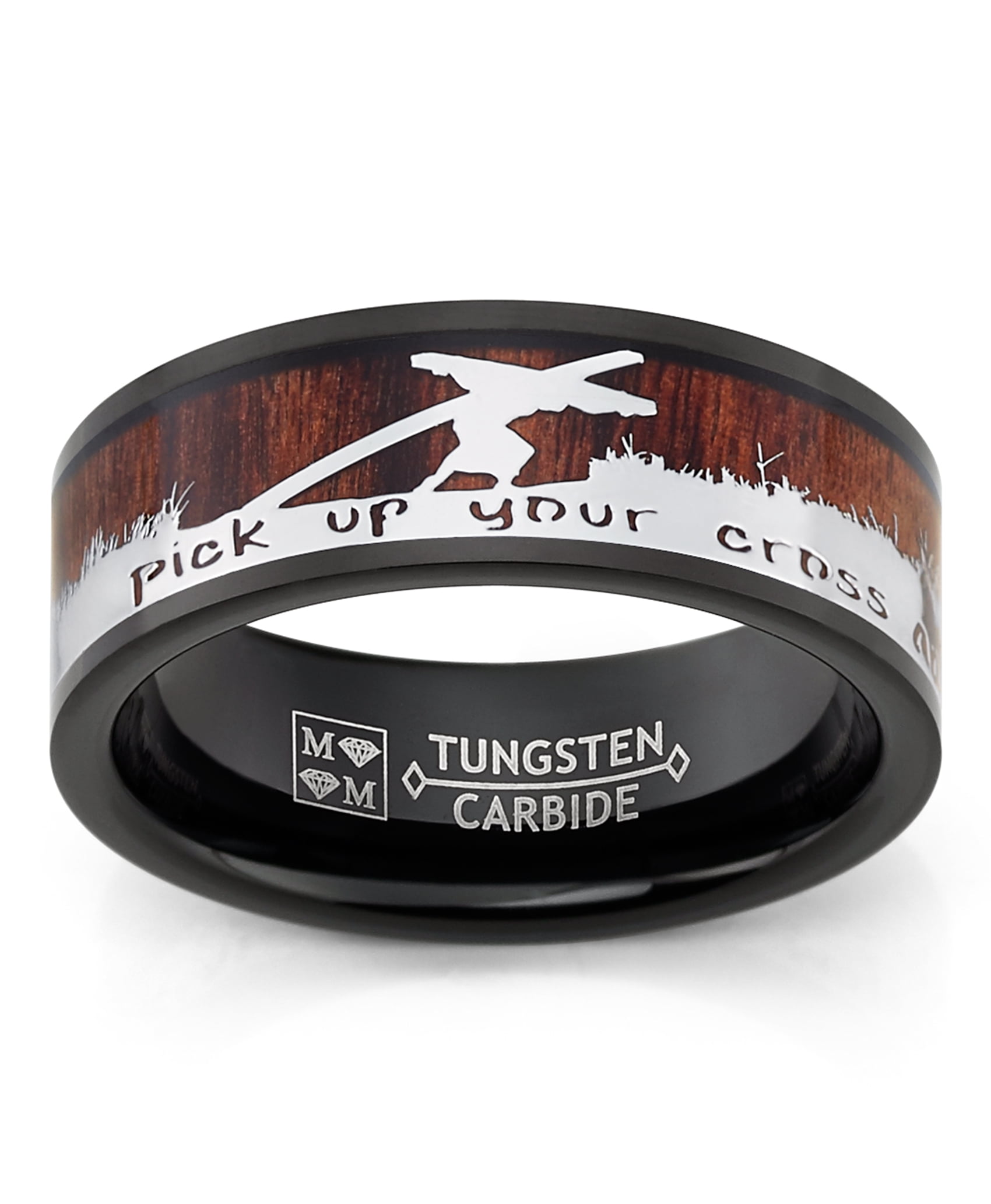 Metal Masters Mens Christian Tungsten Ring Jesus Carrying Cross Bible ...