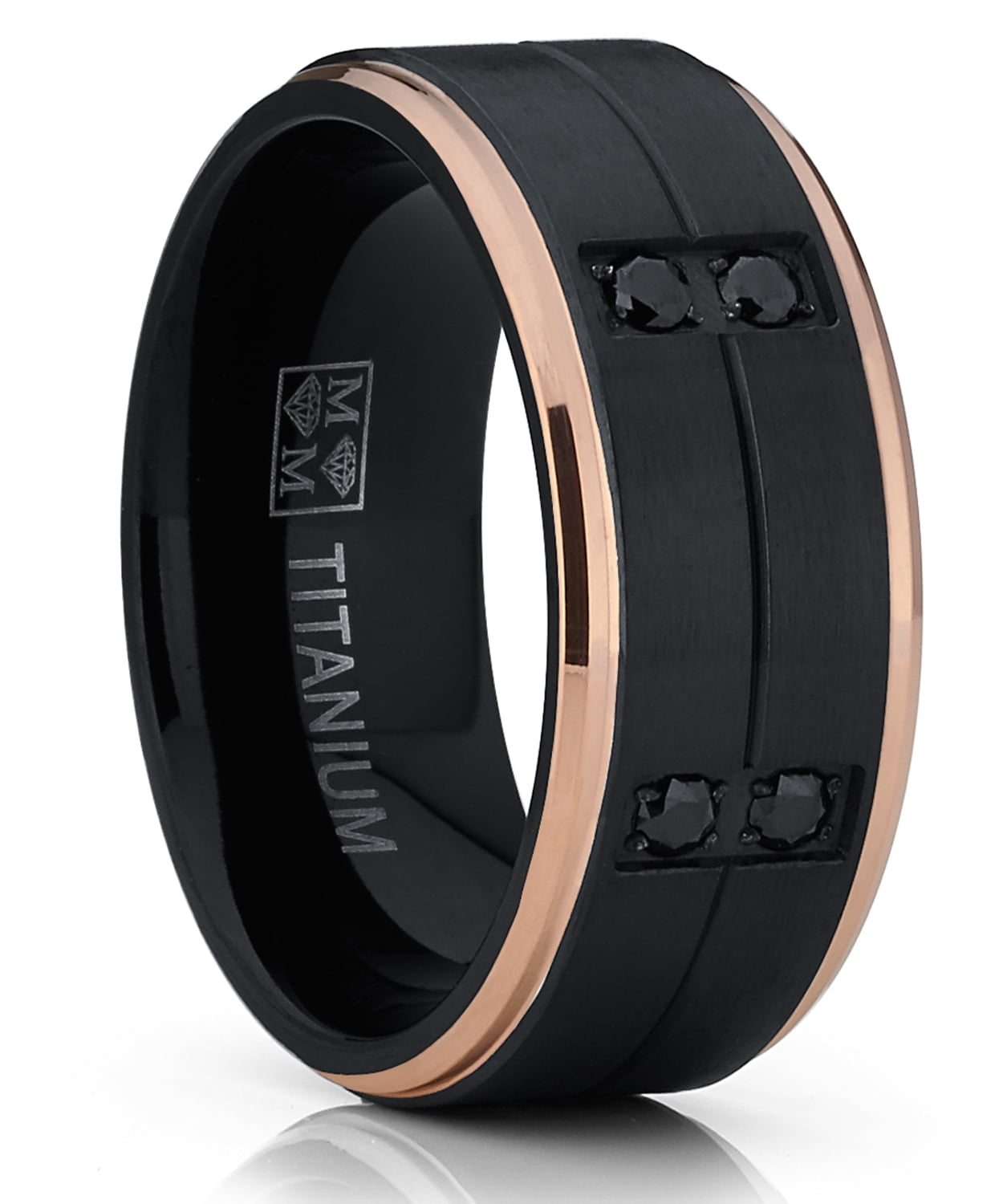 Metal Masters Mens Duo Black Rose Goldtone Titanium Wedding Band Ring ...