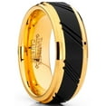 Metal Masters Mens Duo Tungsten Carbide Wedding Band Black Goldtone Ring Comfort-Fit 8mm 15 ...