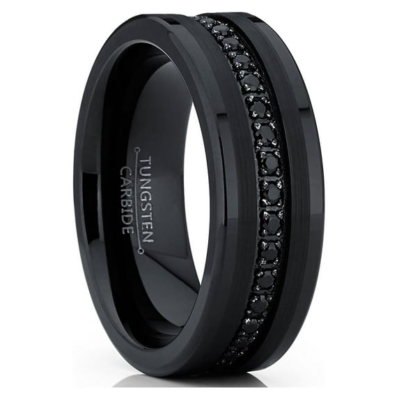 Metal Masters Men's Tungsten Black Wedding Band, Comfort-Fit Eternity ...