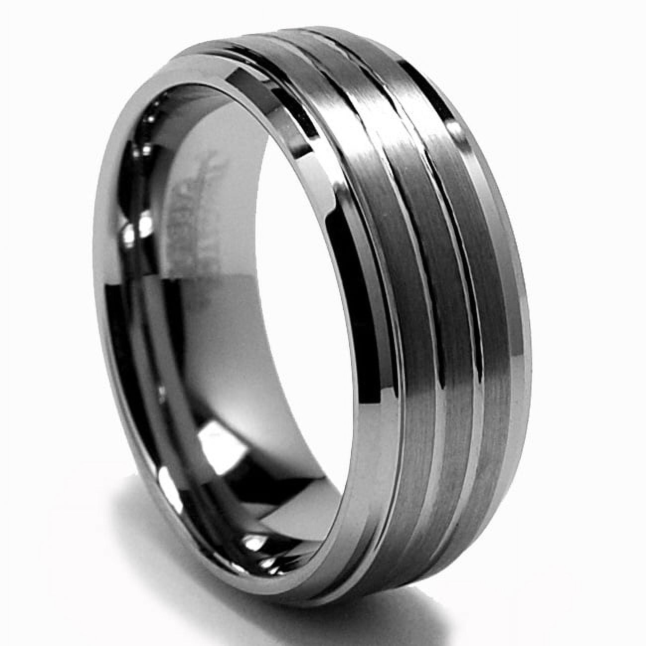 Metal Masters Mens Grooved High-Polish Tungsten Carbide Ring Wedding ...