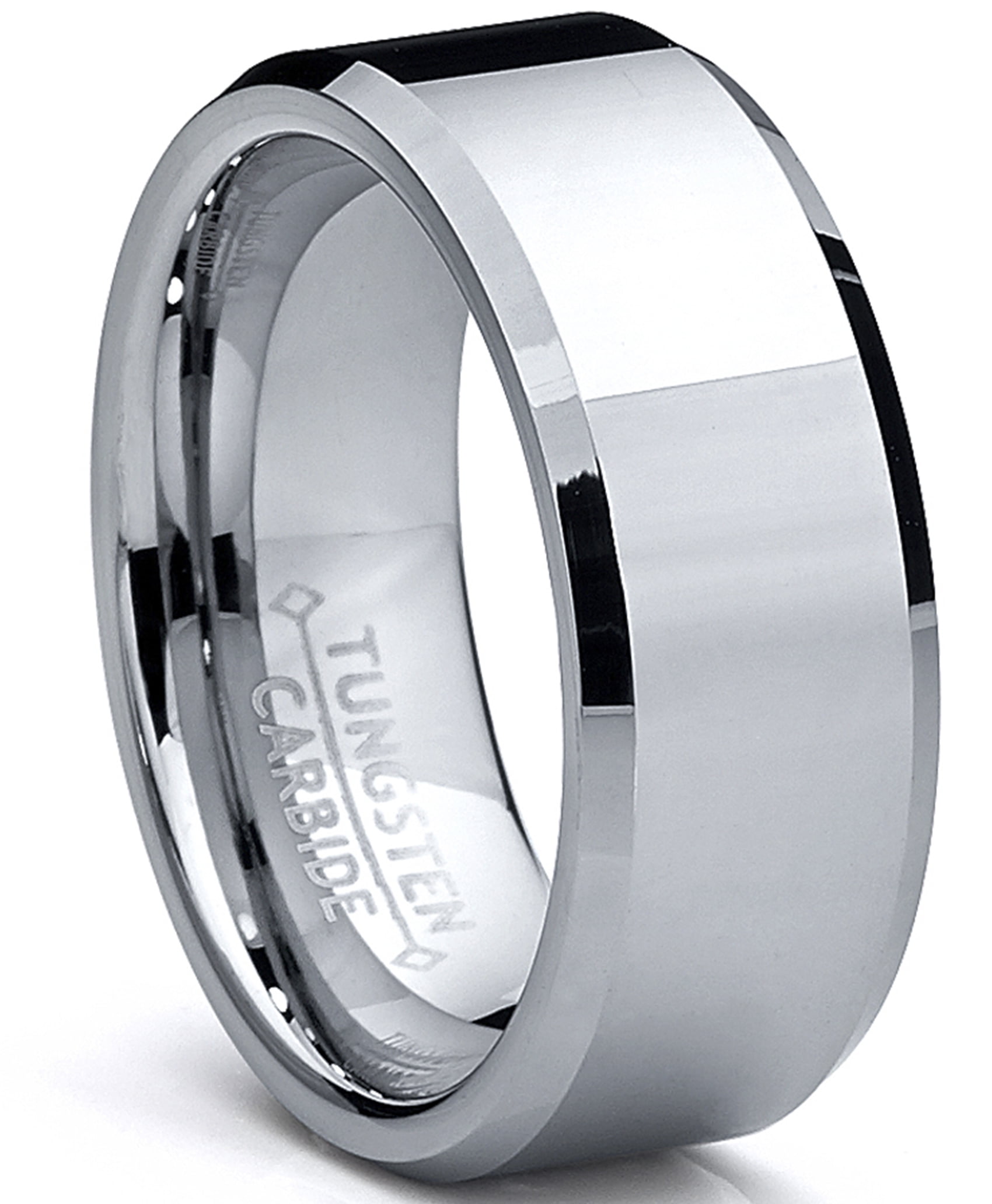 Metal Masters Mens High-Polish Beveled Edge Tungsten Carbide Ring ...
