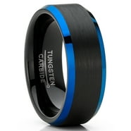 Metal Masters Mens Two-Tone Tungsten Ring Black Brushed Wedding Band 9mm - Walmart.com