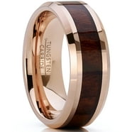 Metal Masters Men's Genuine Rose Wood Tungsten Ring Band Wedding Engagement Inlay 8MM - Walmart.com