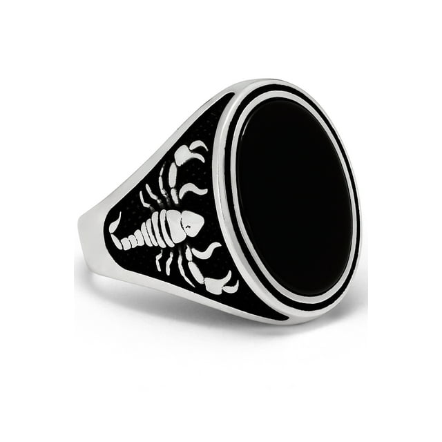 Metal Masters Mens Scorpio Zodiac Sign Ring 925 Sterling Silver Black ...