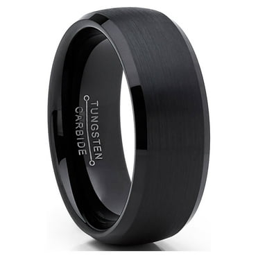 Metal Masters Men's Two-Tone Tungsten Ring Black Brushed Wedding Band 9MM - Walmart.com