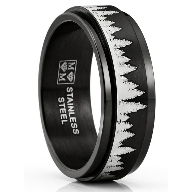 Metal Masters Mens Stainless Steel Forest Trees Spinner Fidget Ring ...