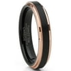 Metal Masters Men's Tungsten Carbide Black and RoseTone Brushed Raised Center Wedding Band ...