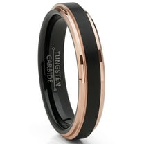 8mm Black Rose Gold Tungsten Carbide Wedding Band Ring for Men Brushed Finish Size 5-15 ...