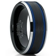 Metal Masters Men's Tungsten Carbide Black and Blue Textured Comfort Fit Wedding Band Ring, 8mm ...