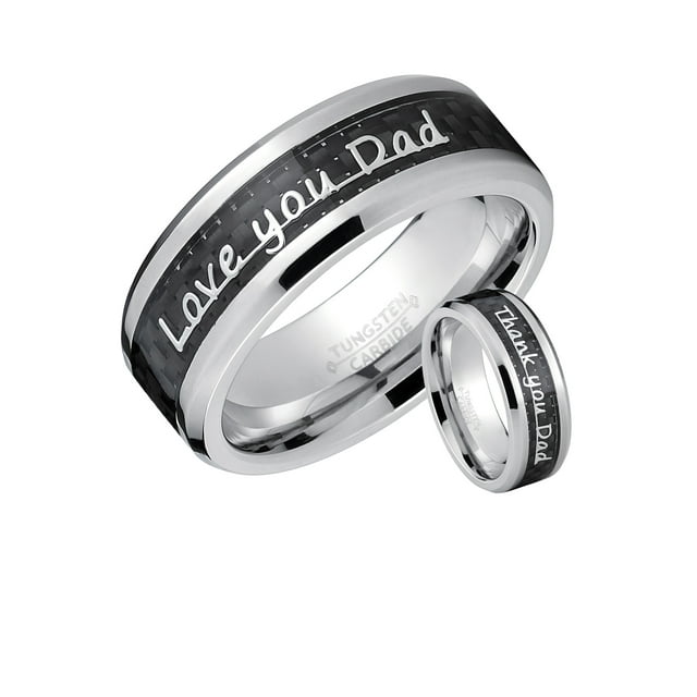 Metal Masters Mens Tungsten Carbide Ring Band Love you Thank you Dad ...