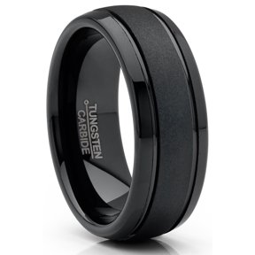 Metal Masters 8mm High-Polish Matte Finish Mens Tungsten Ring Wedding ...