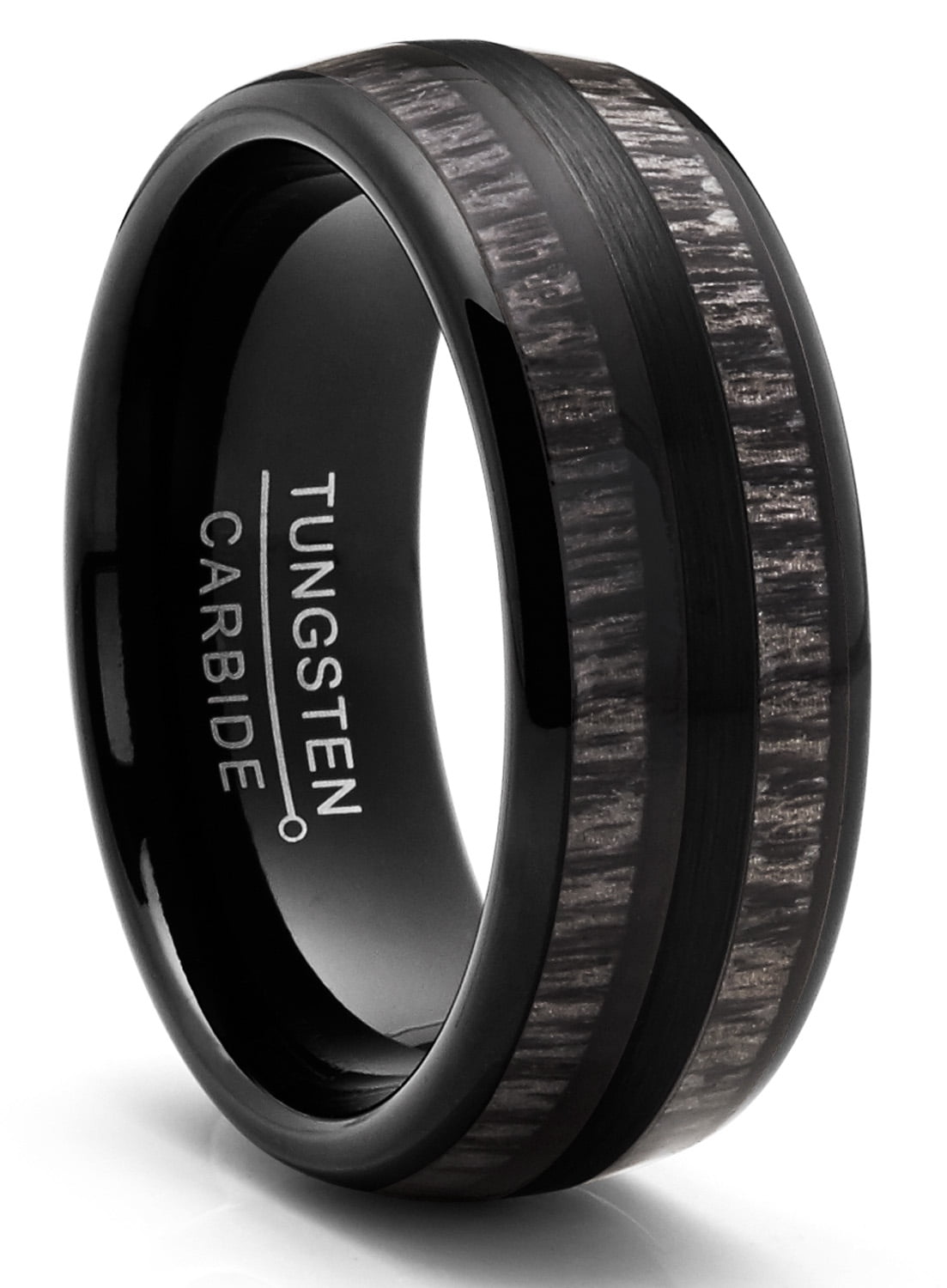 Metal Masters Men's Tungsten Carbide Ring Dome Real Black Wood Inlay Wedding Band 8MM - Walmart.com