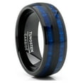 Metal Masters Men's 8MM Tungsten Carbide Wedding Band with Dome Design and Real Blue Wood Inlay ...