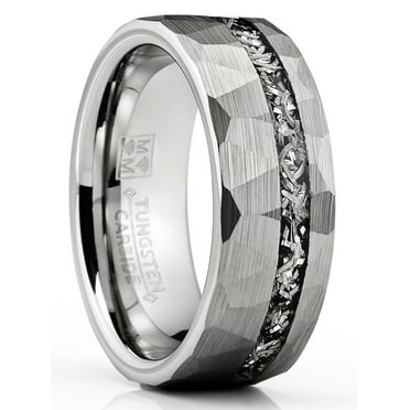 Metal Masters Mens Tungsten Carbide Ring Dome Hammered Black Goldtone Wedding Band 8mm - Walmart.com