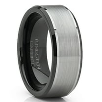 Metal Masters Men's Two-Tone Tungsten Ring Black Brushed Wedding Band 9MM - Walmart.com