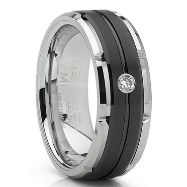 Metal Masters Mens Tungsten Carbide Ring Dome Hammered Black Goldtone Wedding Band 8mm - Walmart.com