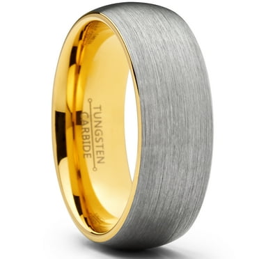 Tungsten Carbide Men's Brushed Center Wedding Band Ring, Comfort Fit ,8 mm Sizes 7 to 15 ...