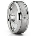 Metal Masters Mens Tungsten Wedding Band .5Ct. Diamond Texture Brush High-Polish Silver-toned ...