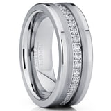 Metal Masters Men's Silver Tungsten Wedding Band, 8MM Eternity Ring ...
