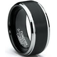 Metal Masters Mens Two-Tone Tungsten Wedding Band, Matte Black Brushed Finish, Comfort Fit 9mm ...