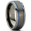 Metal Masters Men's Tungsten Carbide Black and Blue Textured Comfort Fit Wedding Band Ring, 8mm ...