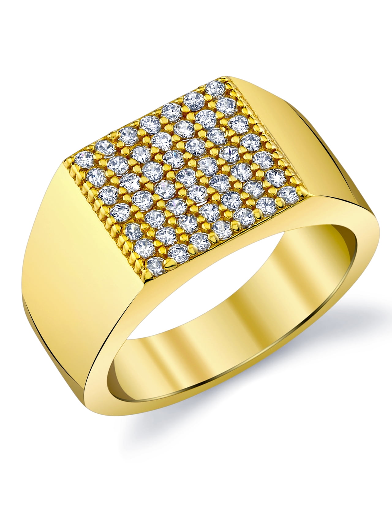 Metal Masters Mens Sterling Silver 925 14K Goldtone Wedding Band Engagement Ring Cz 11mm ...