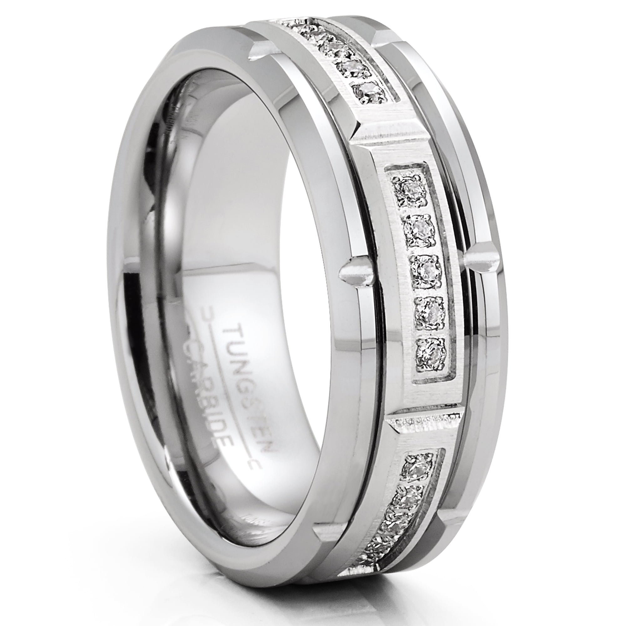 Metal Masters Mens Tungsten Carbide Brick Design Wedding Band ...