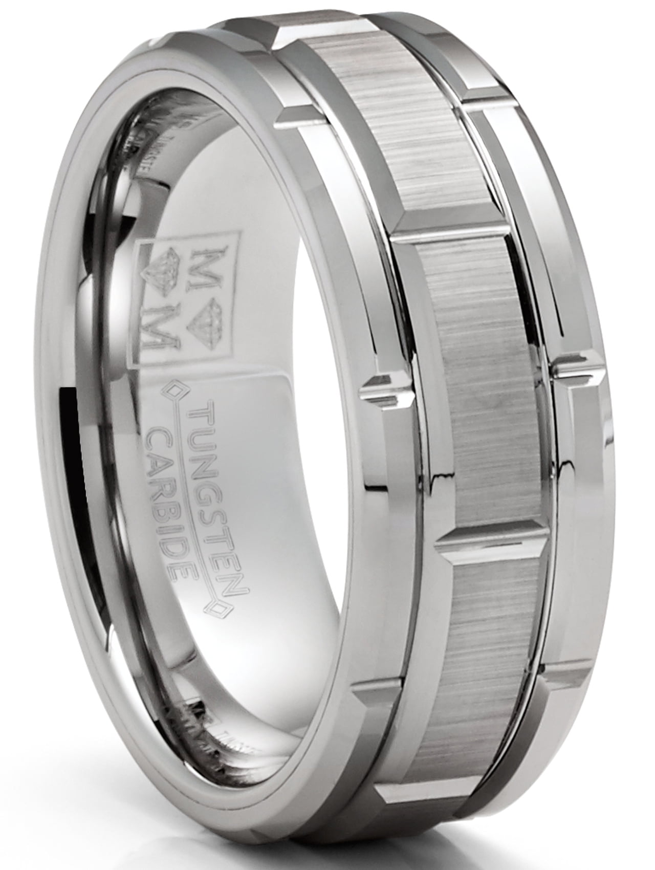 Metal Masters Mens Tungsten Carbide Brick Pattern Wedding Band ...