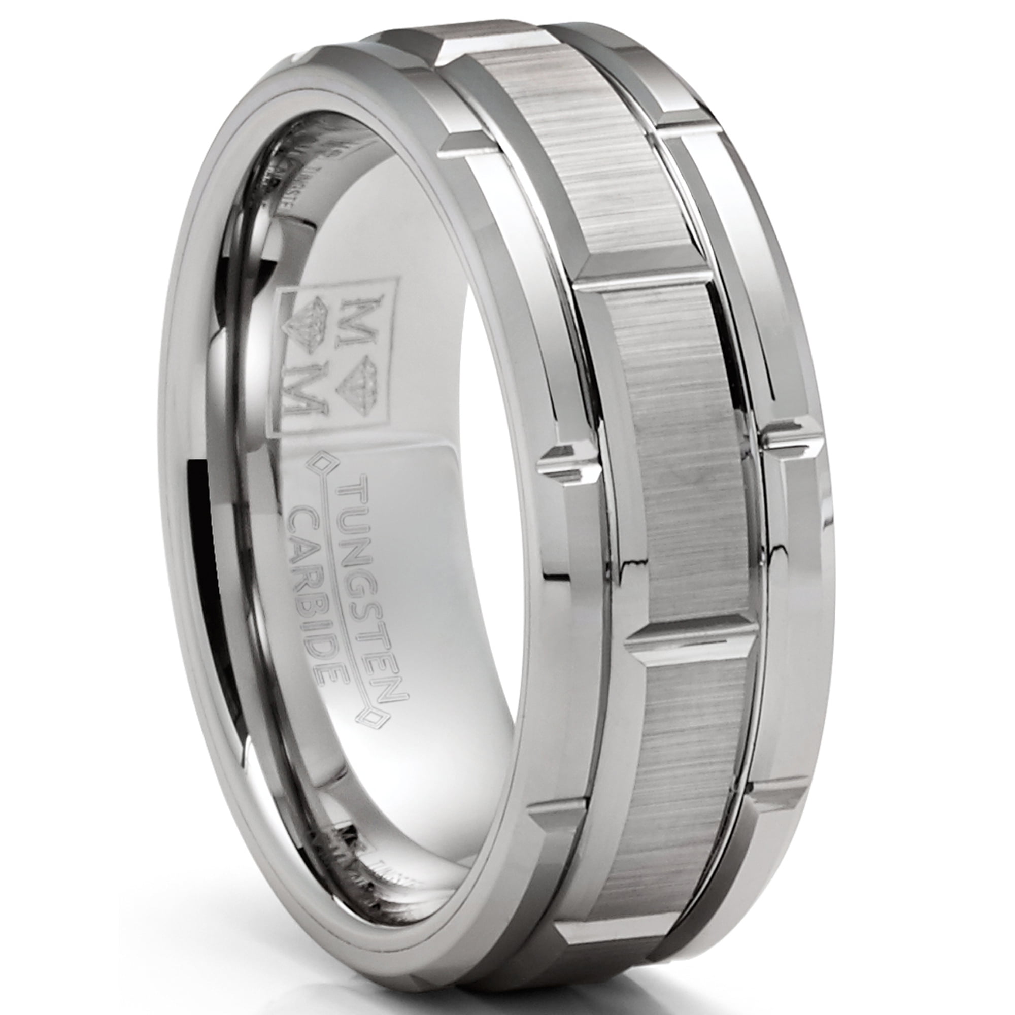 Metal Masters Mens Tungsten Carbide Brick Pattern Wedding Band ...