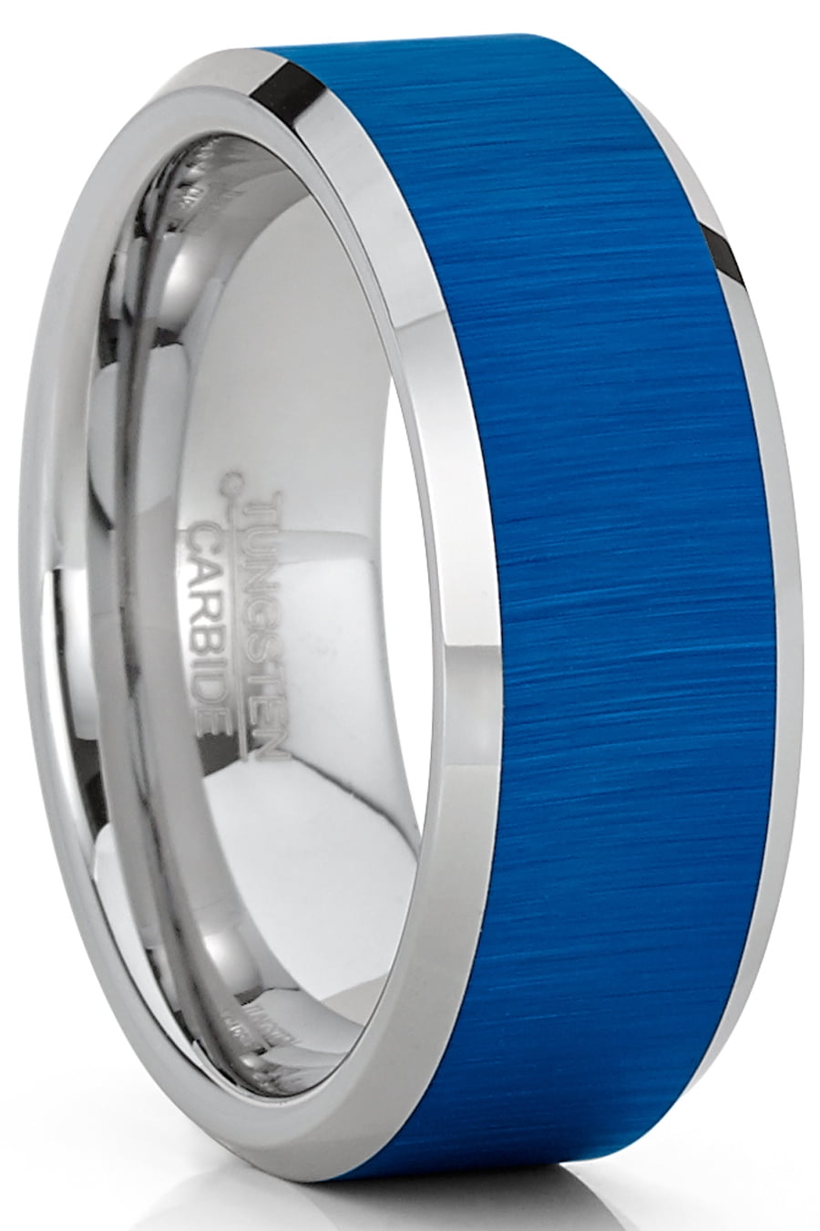 Metal Masters Mens Tungsten Carbide Ring Blue Plated Horizontal Brush ...