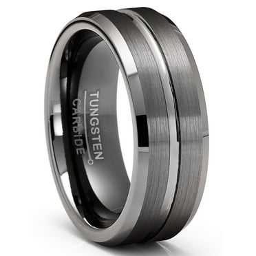 Metal Masters Mens Two-Tone Tungsten Ring Black Brushed Wedding Band 9mm - Walmart.com