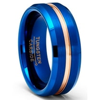 Metal Masters Men's Tungsten Carbide Black and Blue Textured Wedding Band Ring Comfort Fit 8mm 9 ...