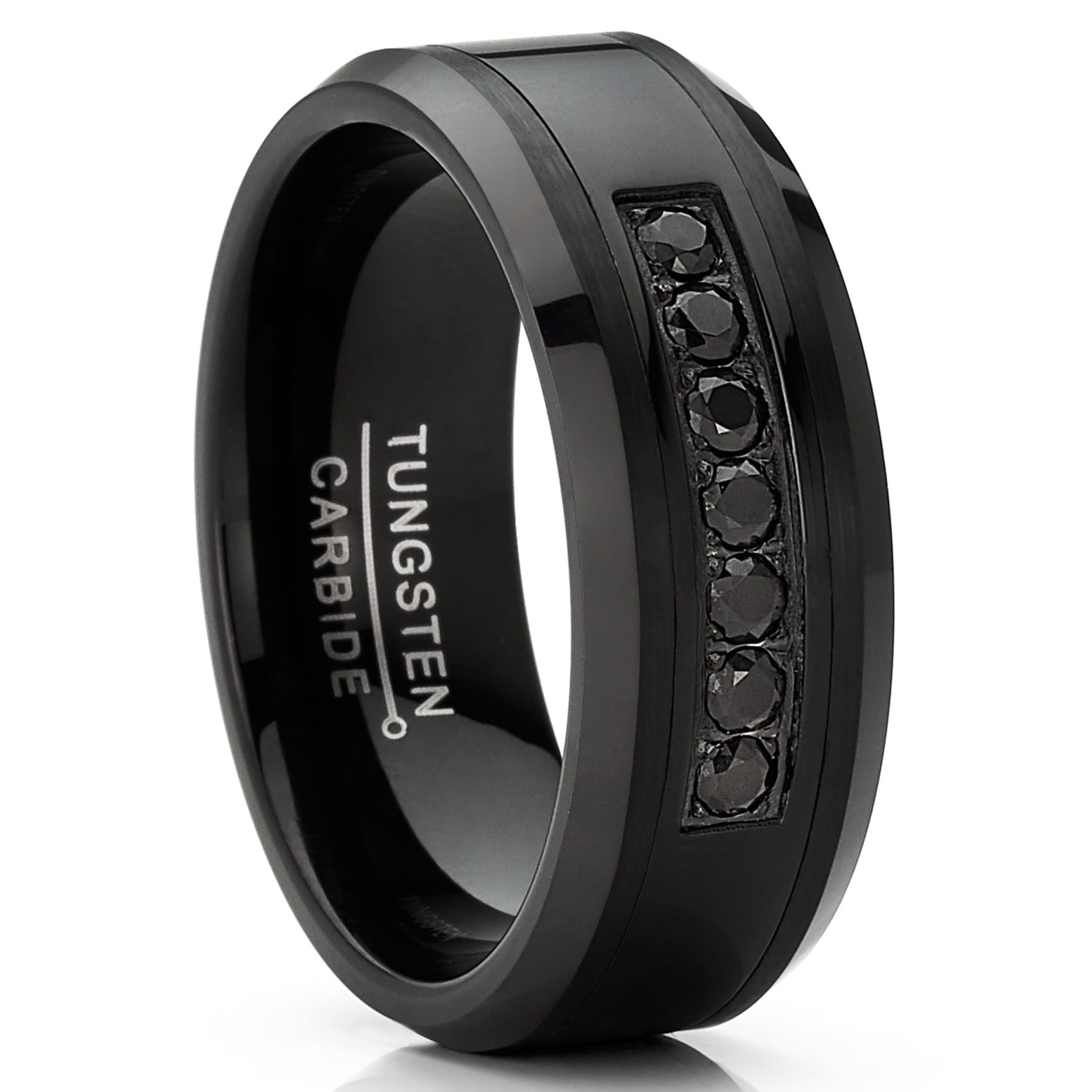 Metal Masters Mens Tungsten Ring Black Stainless Steel Wedding Band 7 ...