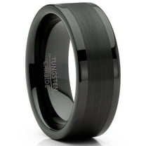 Metal Masters Men's Two-Tone Tungsten Ring Black Brushed Wedding Band 9MM - Walmart.com