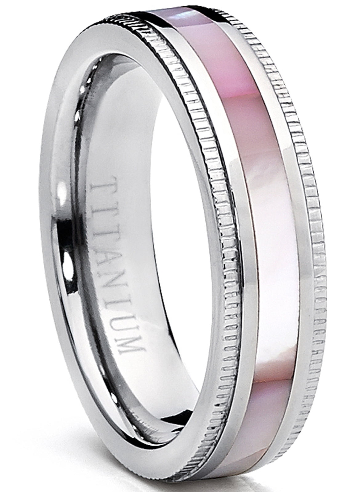 Metal Masters Comfort Fit Titanium Women's Ring, Pink Mother of Pearl ...