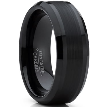 Metal Masters 9mm Mens Black Brushed Tungsten Carbide Ring Wedding Band ...