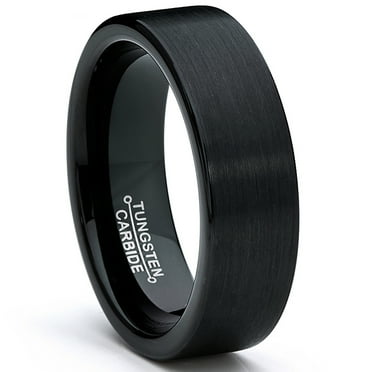 Metal Masters Mens Tungsten Carbide Ring Dome Hammered Black Goldtone Wedding Band 8mm - Walmart.com