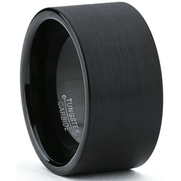 Metal Masters Men's Two-Tone Tungsten Ring Black Brushed Wedding Band 9MM - Walmart.com